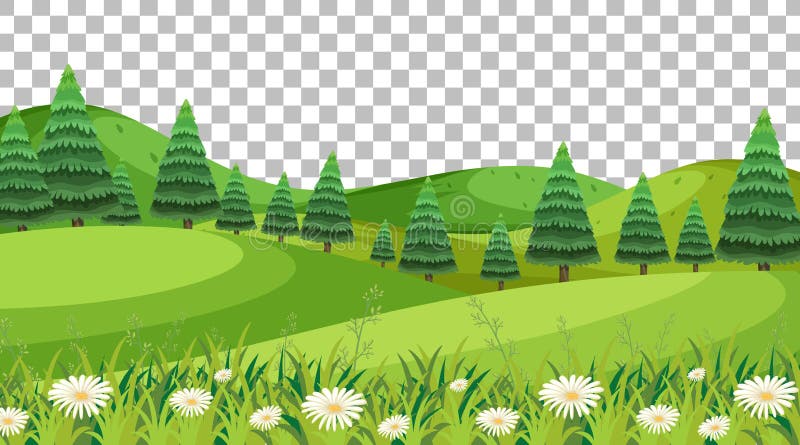 Blank Nature Park Scene with River Landscape on Transparent Background ...