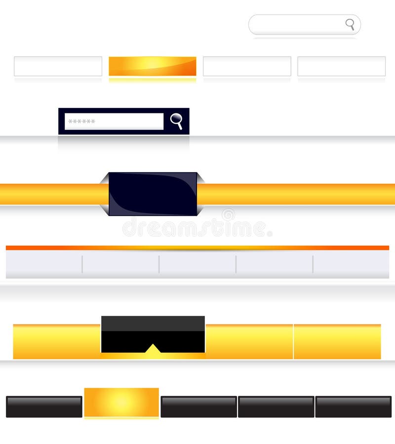 Web Navigation Blank Tabs Buttons Gradient Vector Template Bar Menu Tab Website Element Ui Site