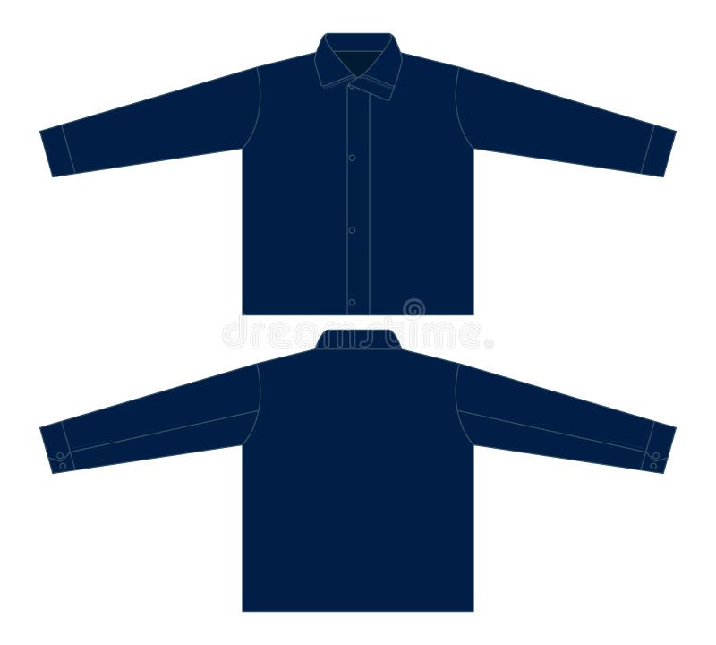 Blank Navy Blue Jacket with Hidden Placket Zipper Template Vector Stock ...