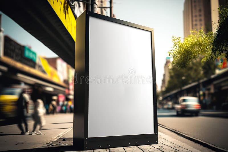 Blank Neon Box Mockup for Advertising in the City, Generative AI Stock ...