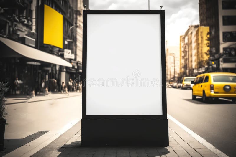 Blank Neon Box Mockup for Advertising in the City, Generative AI Stock ...
