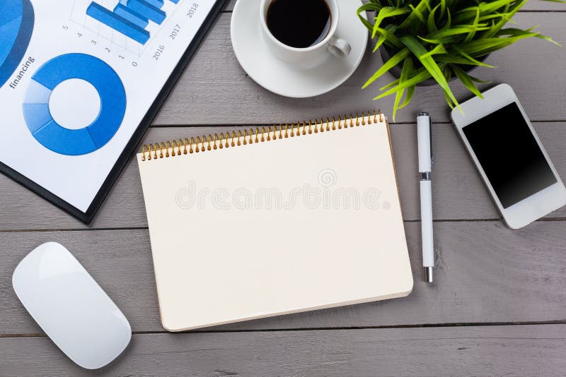 Blank note book on table stock image. Image of business - 78058871