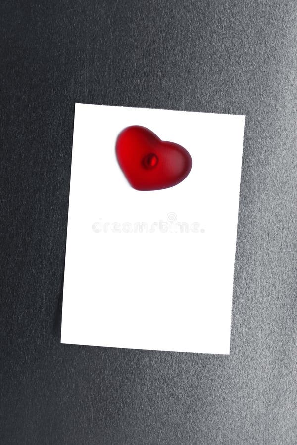 Blank Note Card Clipped Magnet Heart Stock Image - Image of ...