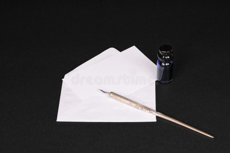 Blank Note Card Envelope Dip Pen Inkwell Stock Photos - Free & Royalty ...