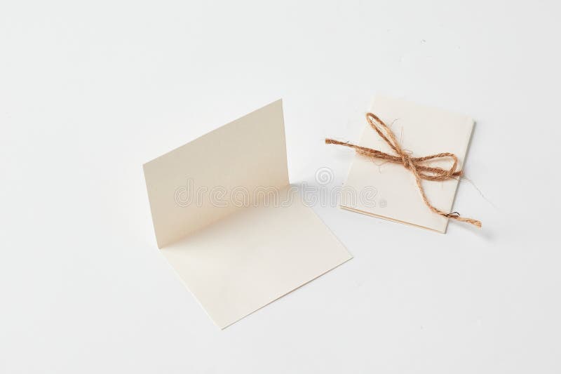Blank Note Cards Tied with Twine on a White Background Ready for ...