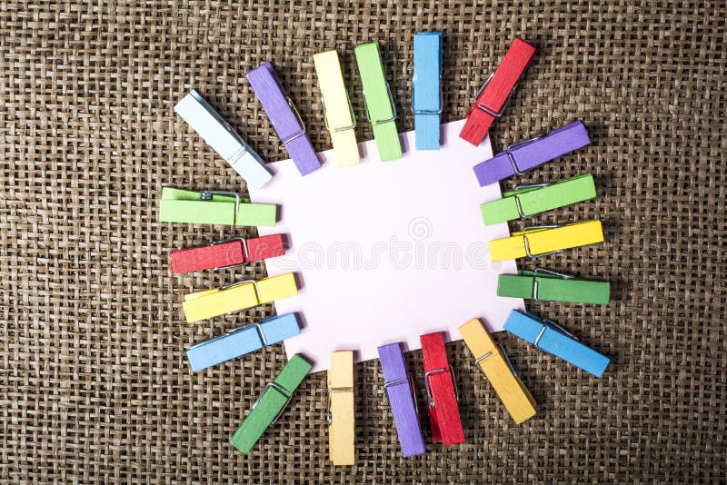Blank Note and Color Clothespins Stock Image - Image of color, empty ...