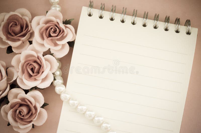 Blank Note Diary with Rose. Stock Image - Image of arrangement, marsala ...