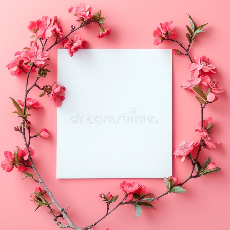 Blank note with flowers stock illustration. Illustration of ...