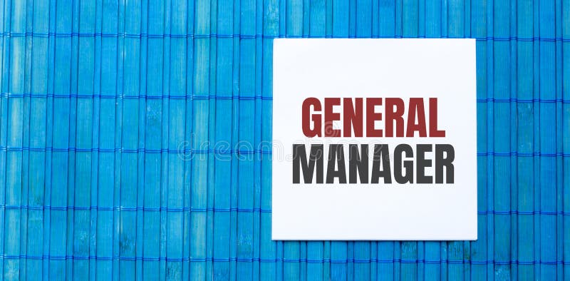 GENERAL MANAGER Sign Written on Sticky Note Pinned on Wooden Wall Stock ...