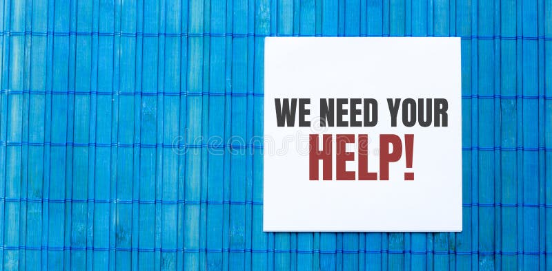 Blank Note Pad Text Need Help Blue Wooden Background Stock Photos ...