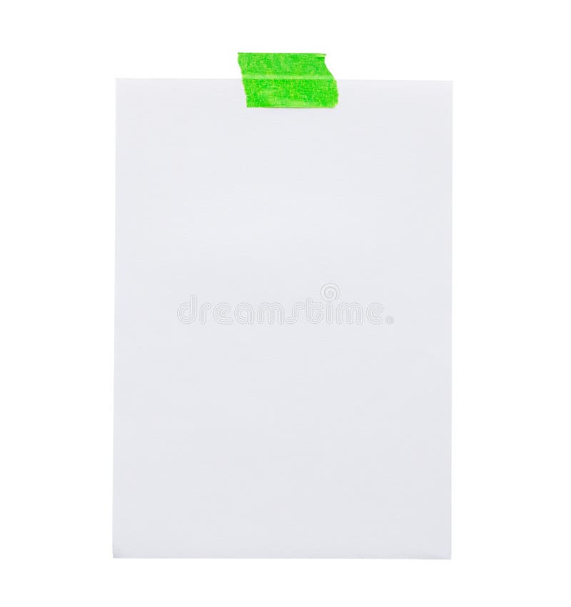 Blank Note Paper with Adhesive Tape Isolated on White Stock Photo ...