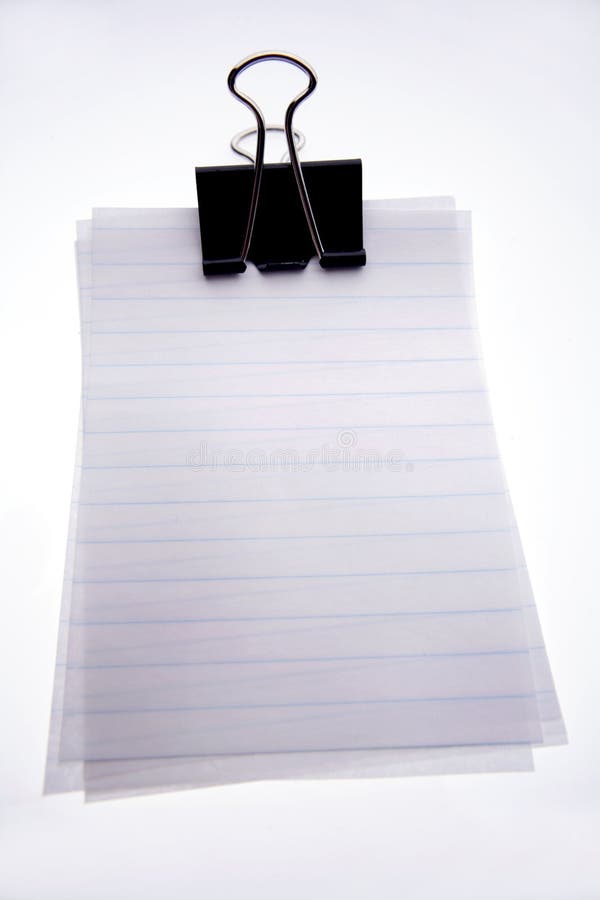 Blank note paper in a clip stock image. Image of white - 3074999