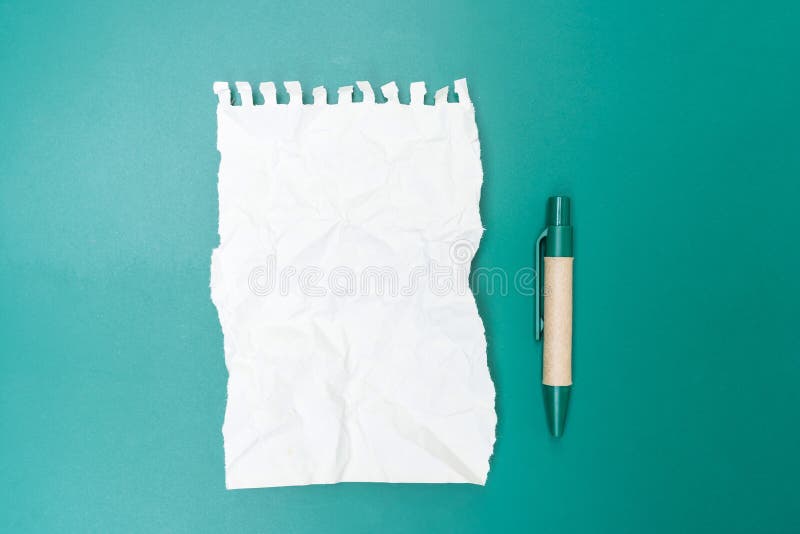 Blank Note Paper Crumpled with Pen Stock Photo - Image of pack, edges ...
