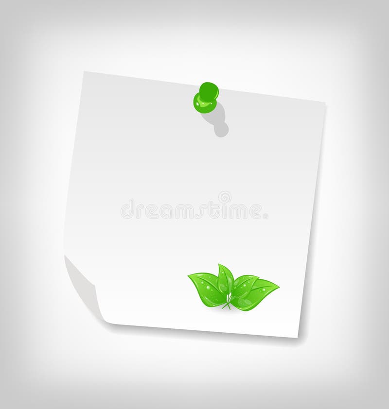 Blank Note Paper with Green Leaves Stock Vector - Illustration of ...