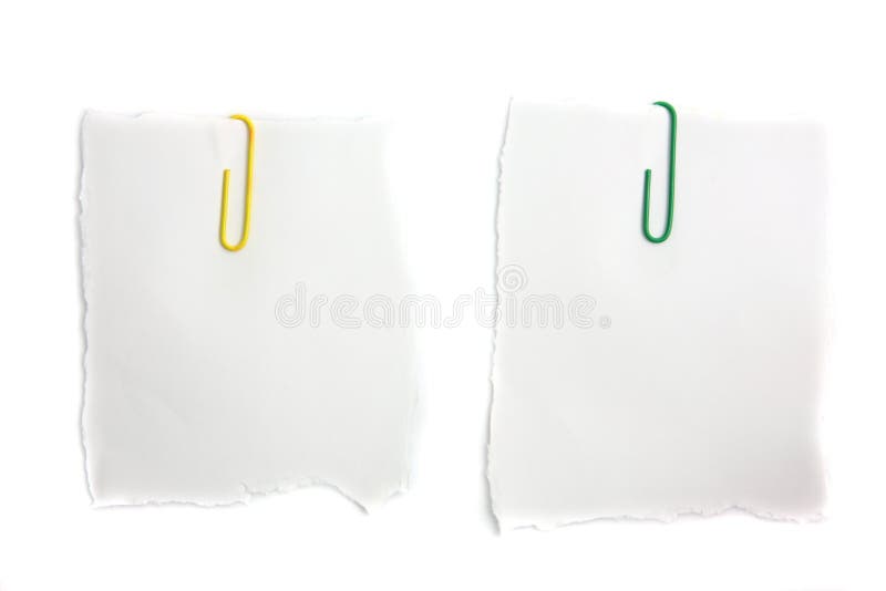 Blank Note Paper and Paper-clip Isolated in White Stock Photo - Image ...
