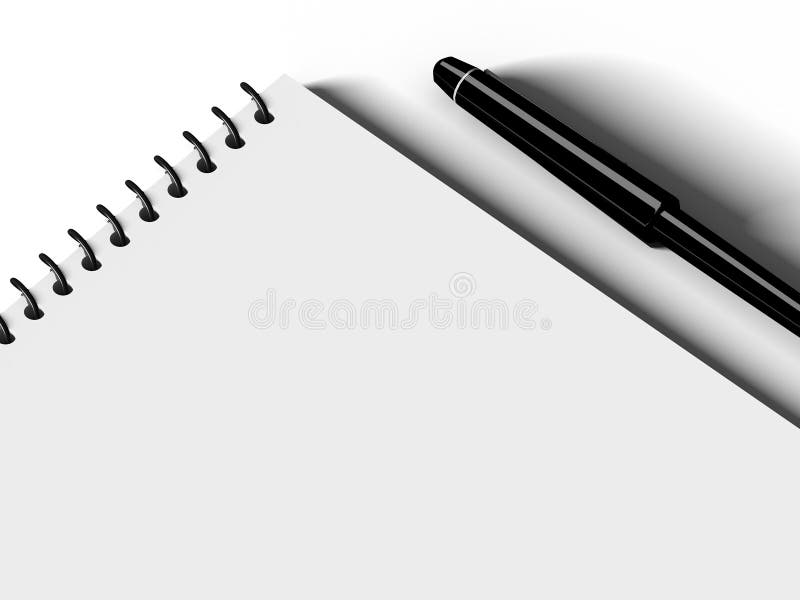Blank Note Paper with Pen. on White. Stock Illustration - Illustration ...