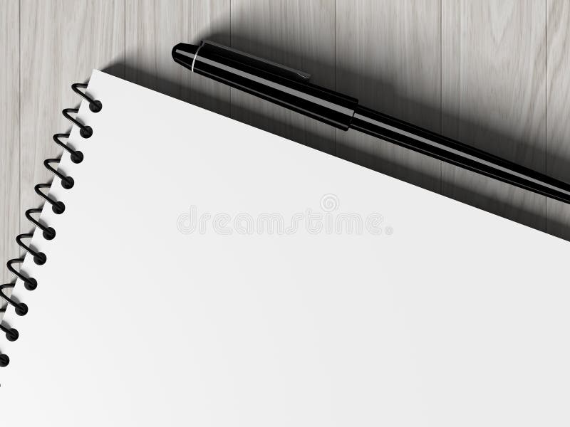 Blank Note Paper with Pen. on Wood Background Stock Illustration ...