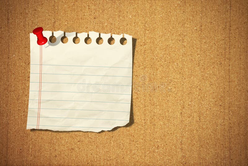 Blank Note Paper with Pin on Cork Board Stock Illustration ...