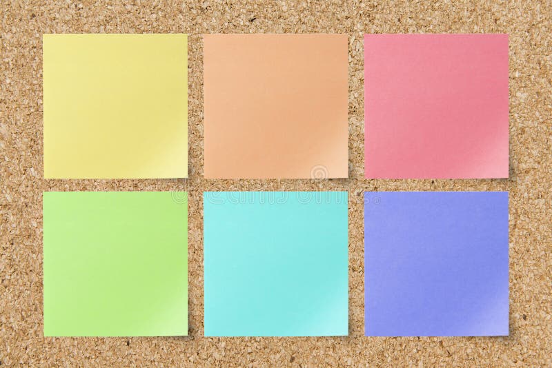 Blank Note Paper Set on Cork Brown Background Stock Image - Image of ...