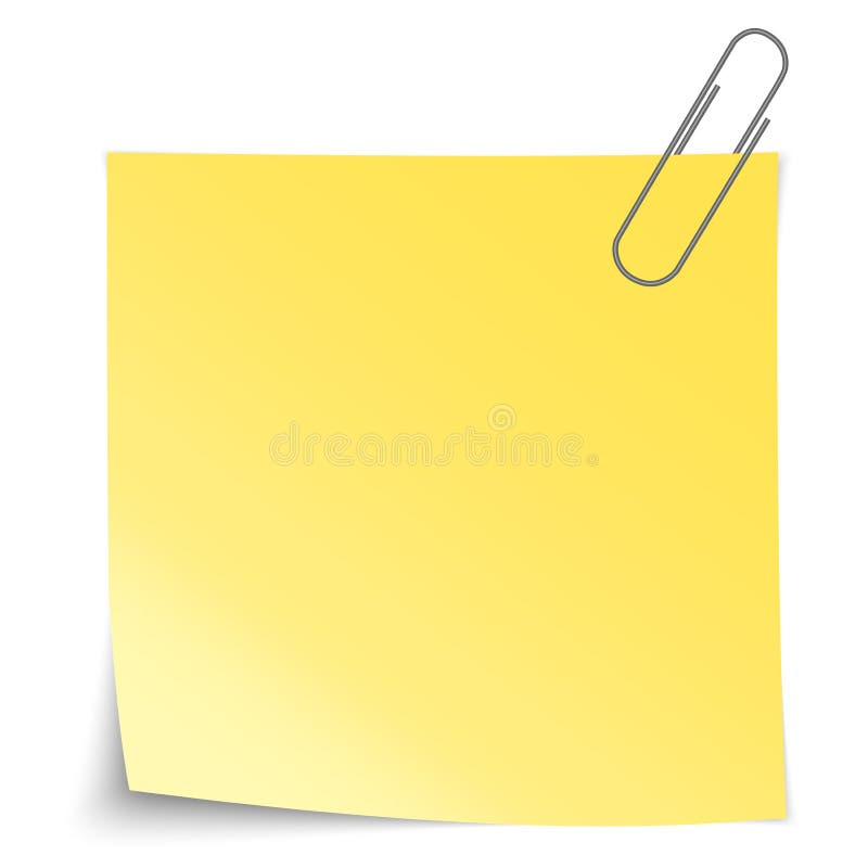 Blank Note Paper Sheet with Paper Clip Stock Vector - Illustration of ...