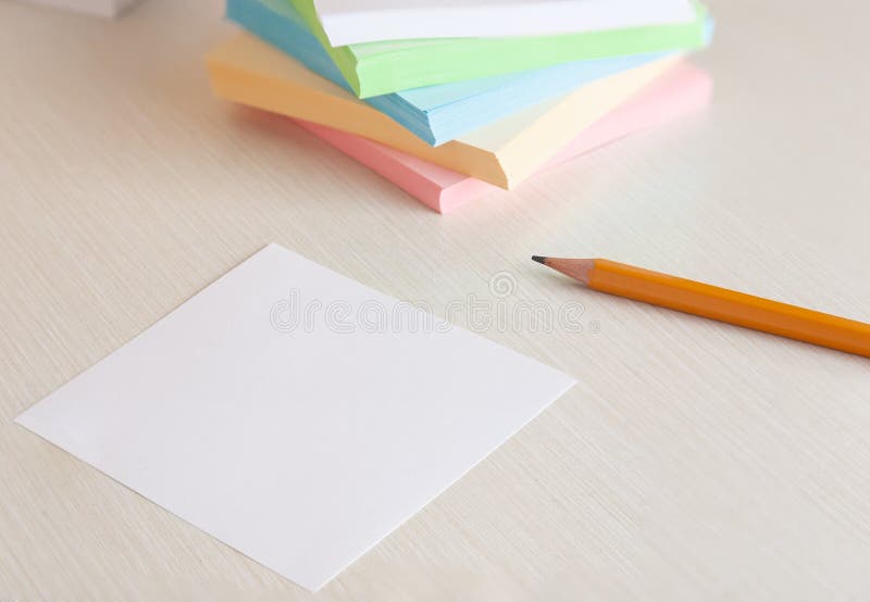 Blank Note Paper and Yellow Graphite Pencils on Office Desk Table. Copy ...