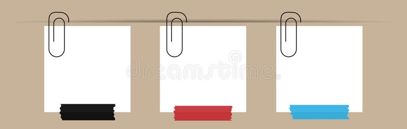 Blank Note Papers Clipped and Taped Place for Text Stock Vector ...