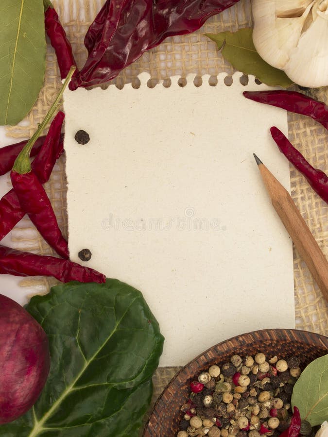 Notebook for Recipes and Spices Stock Image - Image of pepper, cooking ...