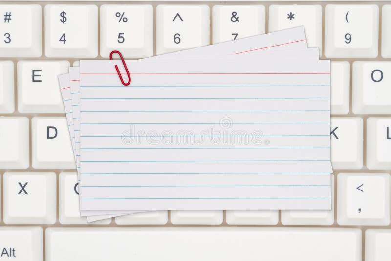 Blank Index Cards on a Keyboard Stock Image - Image of internet ...
