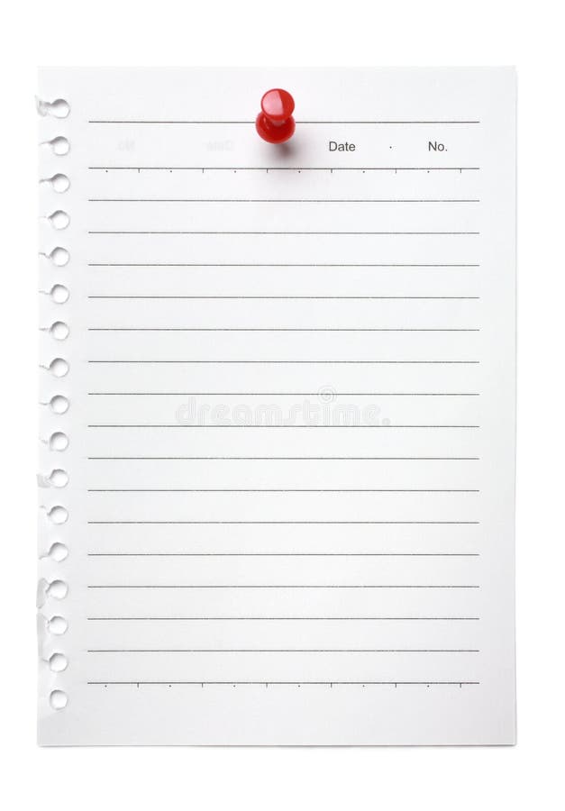 Note Paper Notebook Blank Lined Notepad White Background Empty Isolated ...