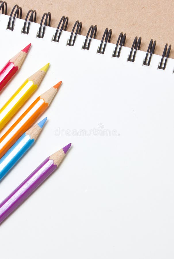 Blank Notebook with Color Pencil. Stock Photo - Image of ideas, memo ...