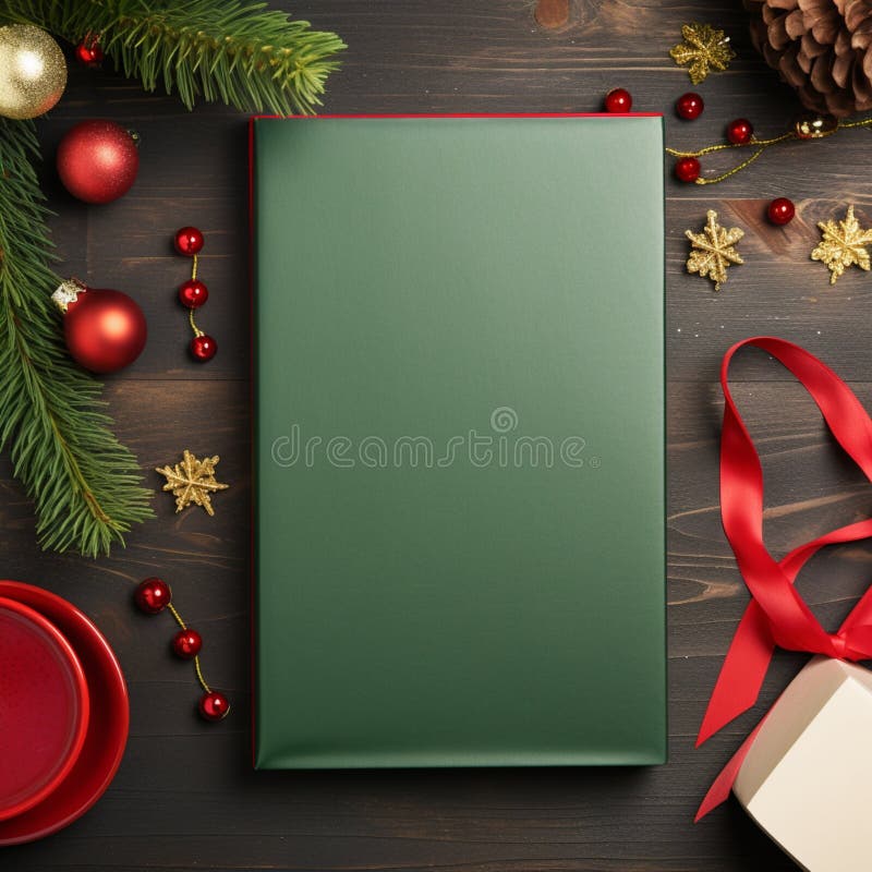 Blank Notebook Diary, Green, Christmas Theme Decorated, Leaf, AI ...