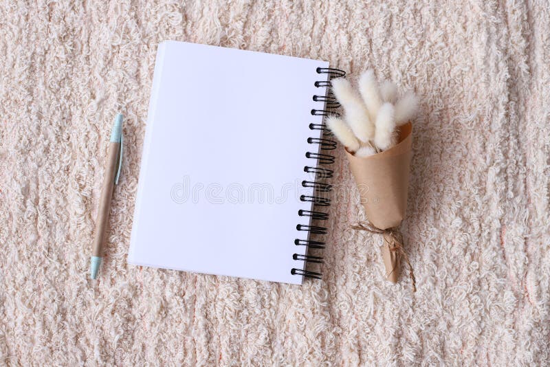Blank Notebook with Dried Flower Stock Photo - Image of empty, copy ...