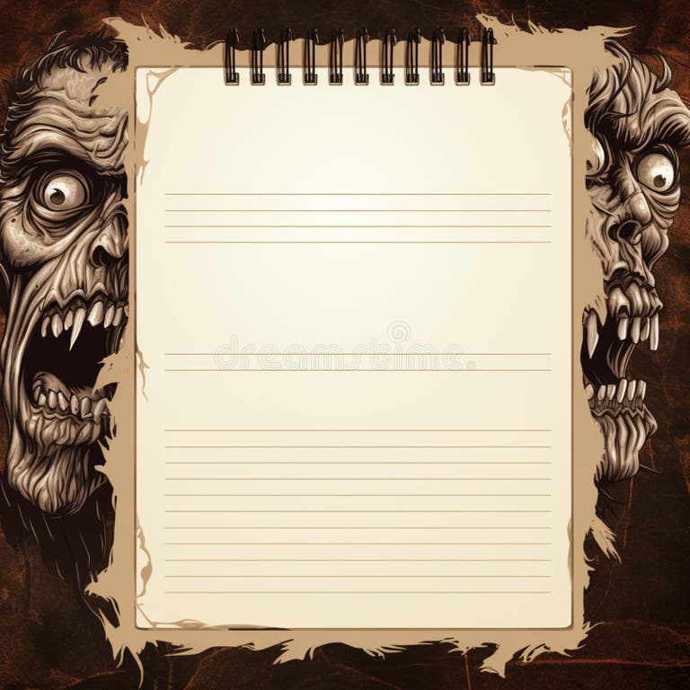 Blank Notebook Frame Halloween Theme, Vampire, Mummy, Werewolf Stock ...