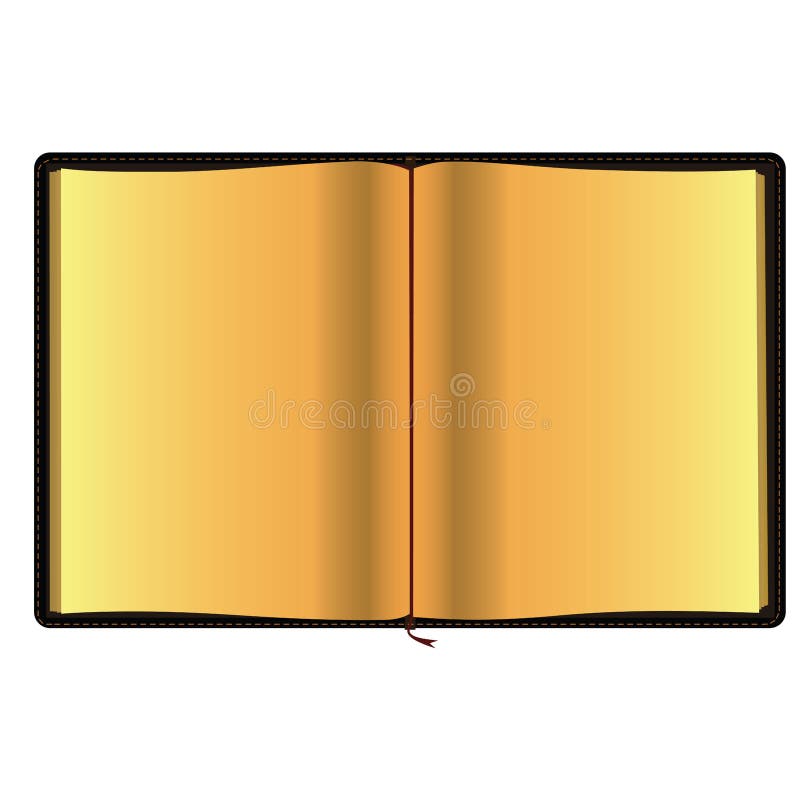 Blank Notebook with Golden Pages. Raster Stock Illustration ...