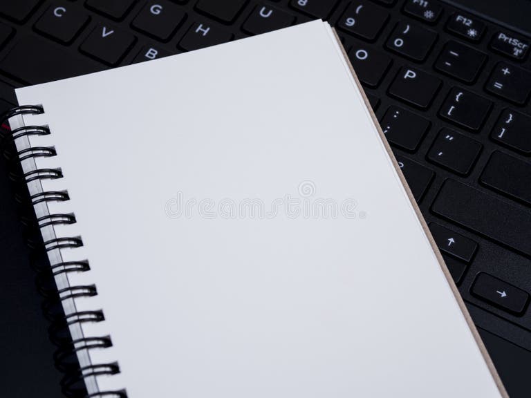 Blank Notebook on Laptop Keyboard 3 Stock Image - Image of notepad ...