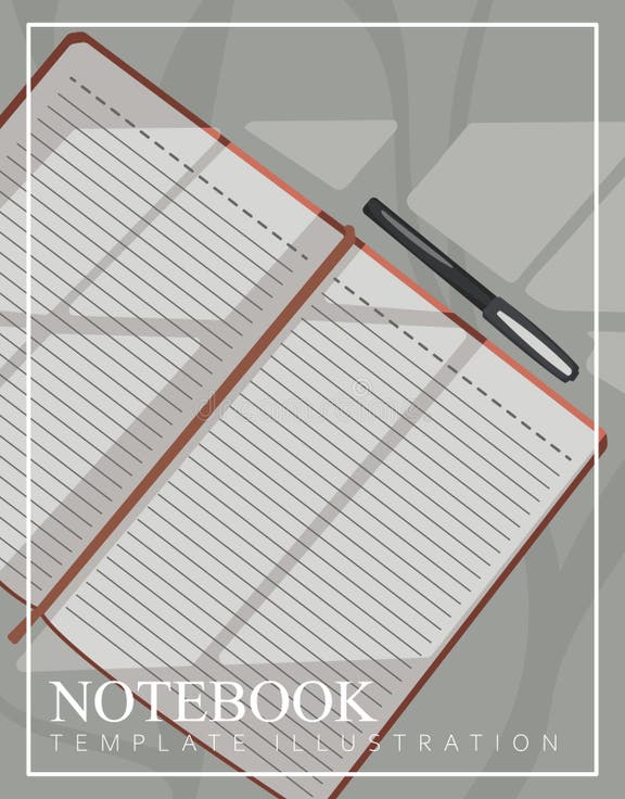 Blank Notebook with Lines and Pen on Table. Modern Template Design with ...