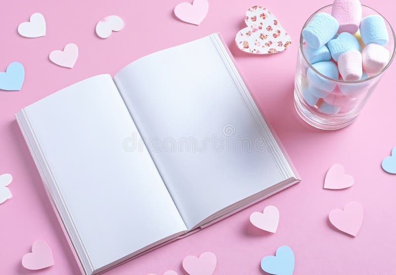 Blank Notebook with Marshmallows and Hearts: High Quality Image Stock ...