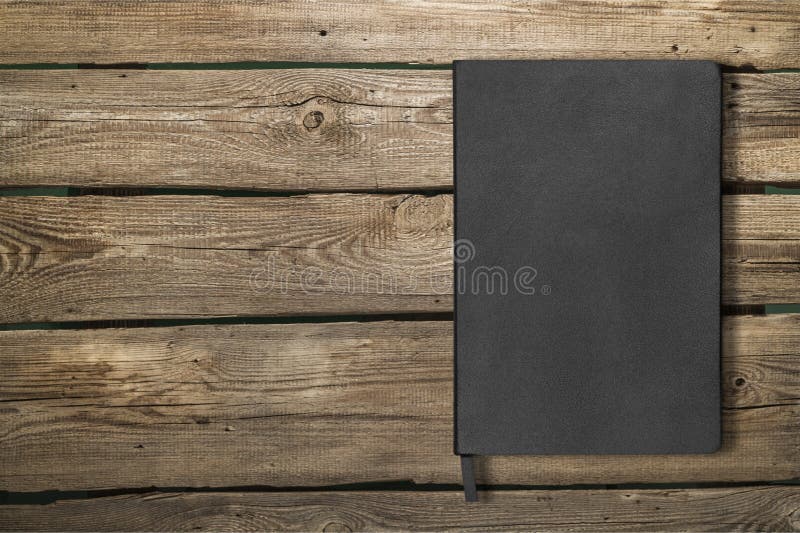 Blank Black Notebook on a Wooden Background Stock Image - Image of ...