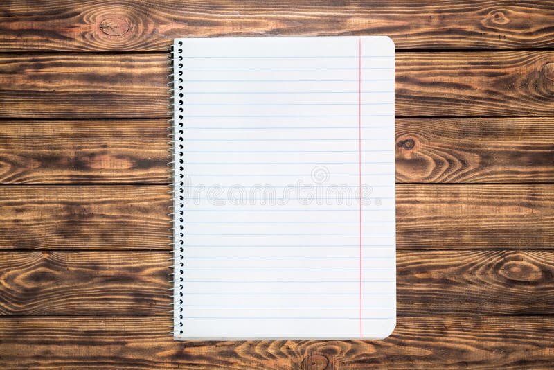 Blank Spiral Notebook on Wooden Background Stock Photo - Image of page ...