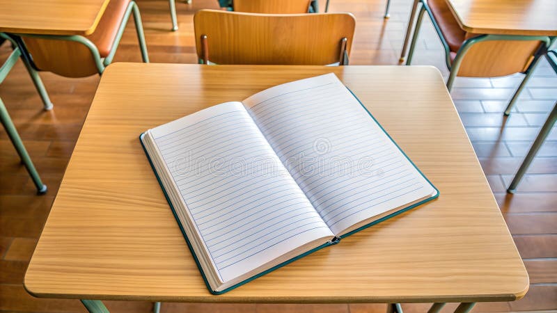 A Blank, Notebook with Open Pages Lay on the School Desk. the ...