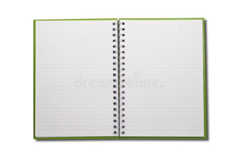 Open Book Isolated on White. Notebook with Spiral Binder Stock Image ...