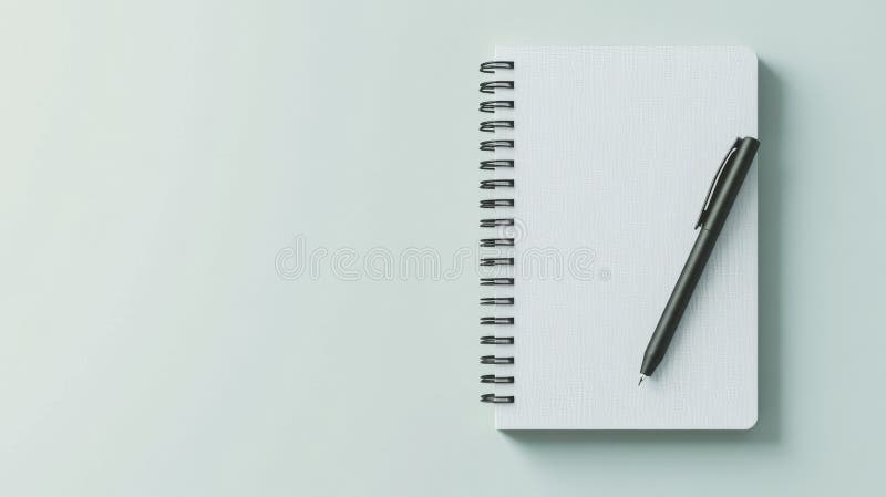 Blank Notebook and Pen on Light Blue Background Stock Illustration ...