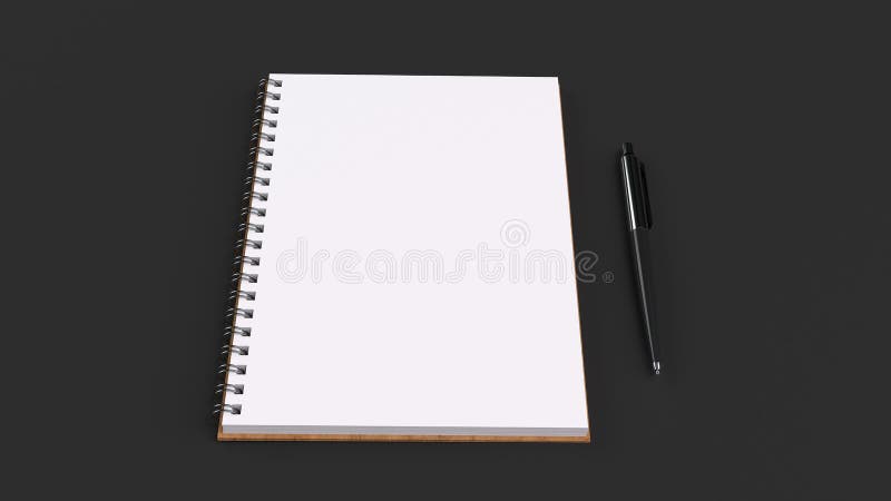 Blank Notebook with Pen on Table Stock Illustration - Illustration of ...