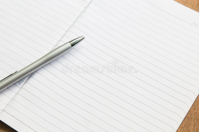Blank Notebook with Pen on Wooden Table, Business Concept Stock Photo ...