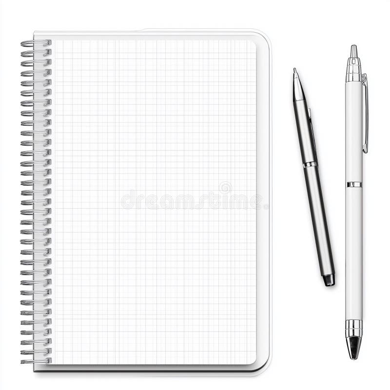 Blank Notebook Pens Ready Note Taking Creative Writing Tasks Stock ...