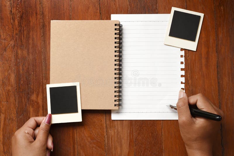 Blank Notebook Photo Frames Hand Stock Photos - Free & Royalty-Free ...