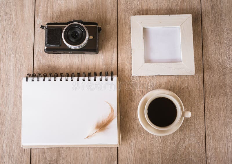 Blank Notebook and Picture Frame. Stock Photo - Image of white, color ...