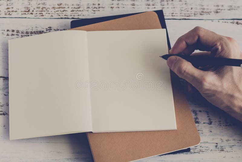 Blank Notebook or Plain Diary or Journal for Hands Writing Text Stock ...