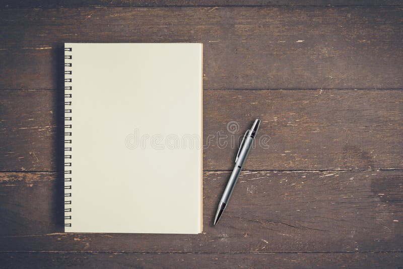 Blank Notebook and on Wood Table with Space Stock Image - Image of page ...