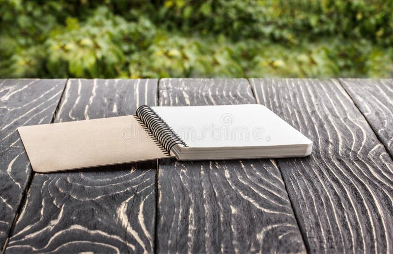 Blank Notebook on Wooden Table Stock Photo - Image of empty, office ...